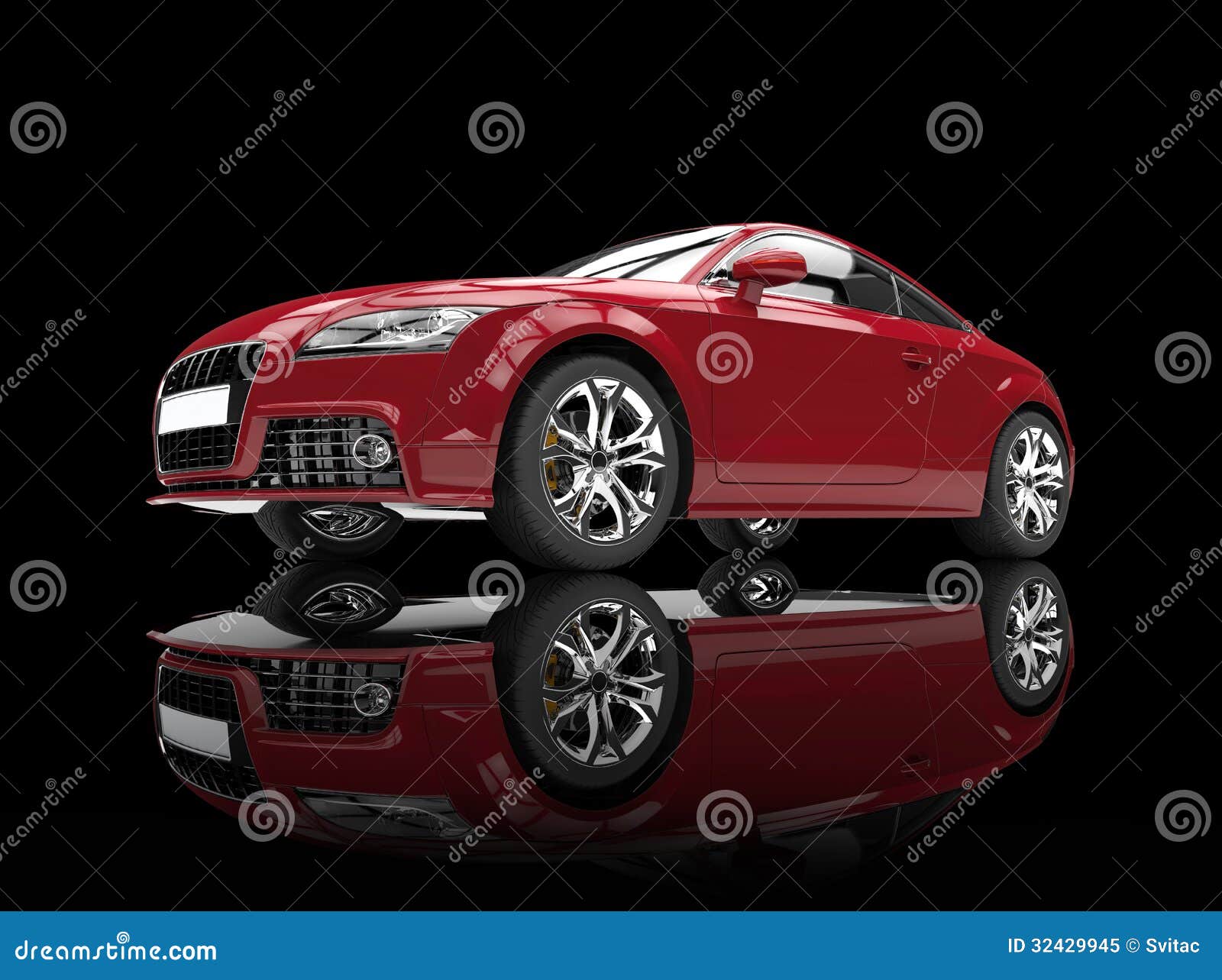 Red Powerful Car on Black Background Stock Illustration - Illustration ...