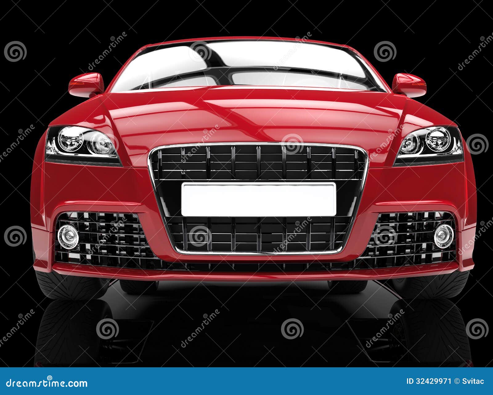 Red Powerful Car on Black Background Stock Illustration - Illustration ...