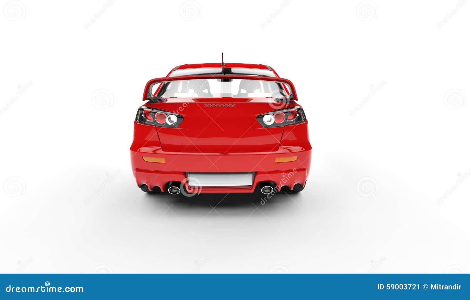 Red Powerful Car - Rear View Stock Illustration - Illustration of ...