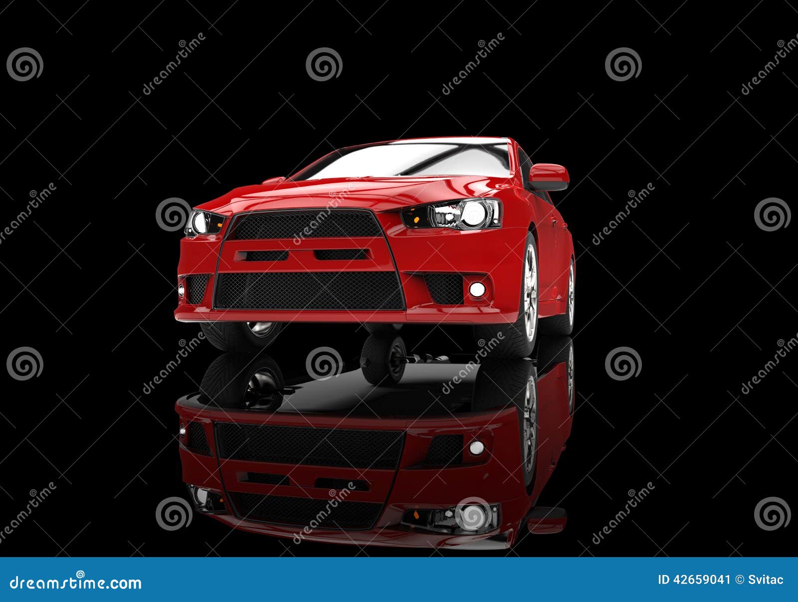 Red Powerful Modern Car on Black Background Stock Illustration ...