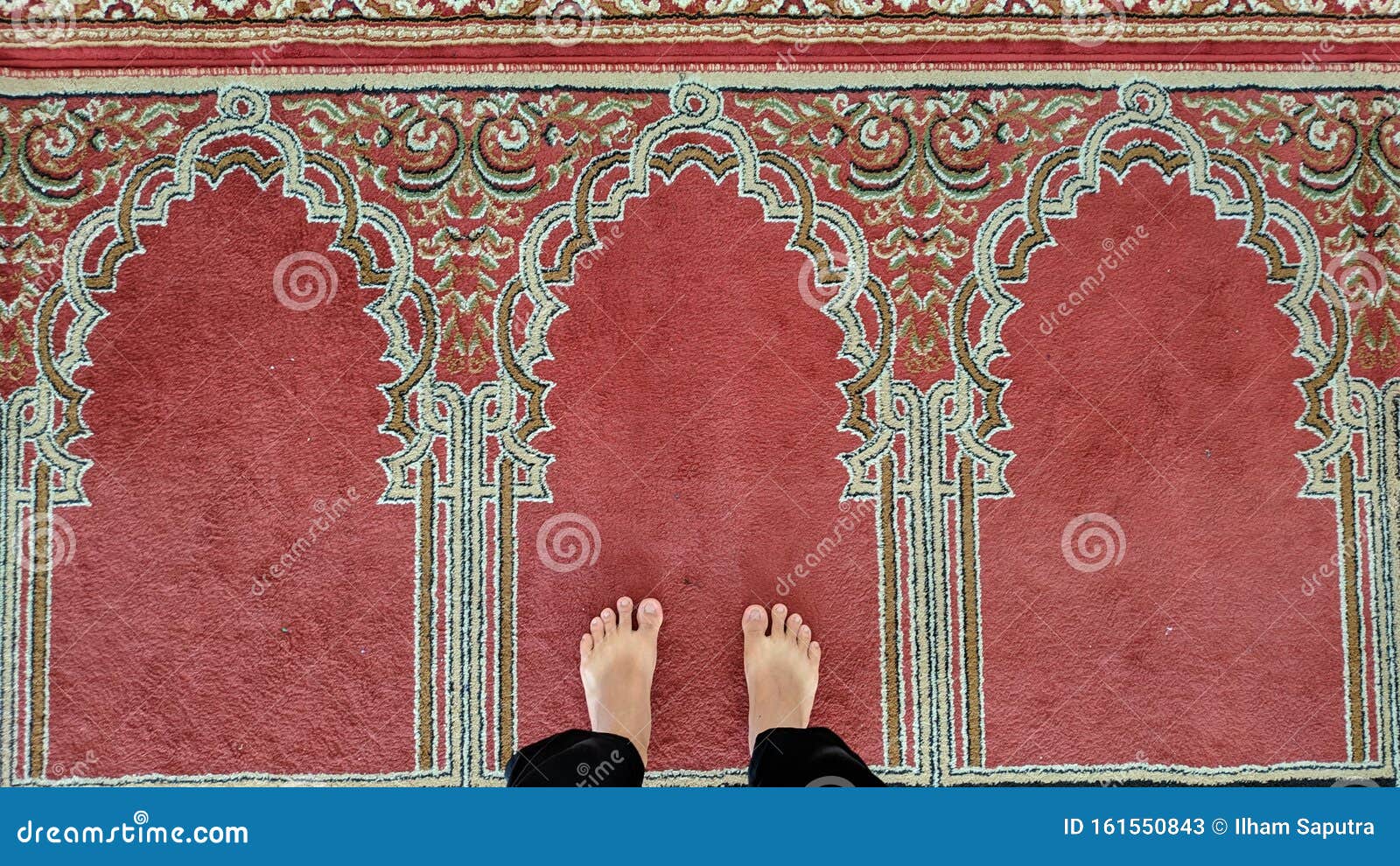 Red Prayer Mat on the Mosque Stock Image - Image of moslem, devout ...