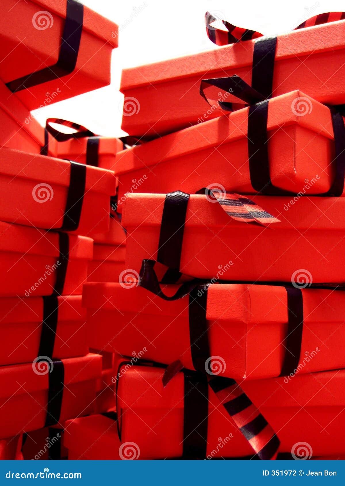 Red Gift Boxes with Black Bows Stock Photo - Image of package, wrap: 351972