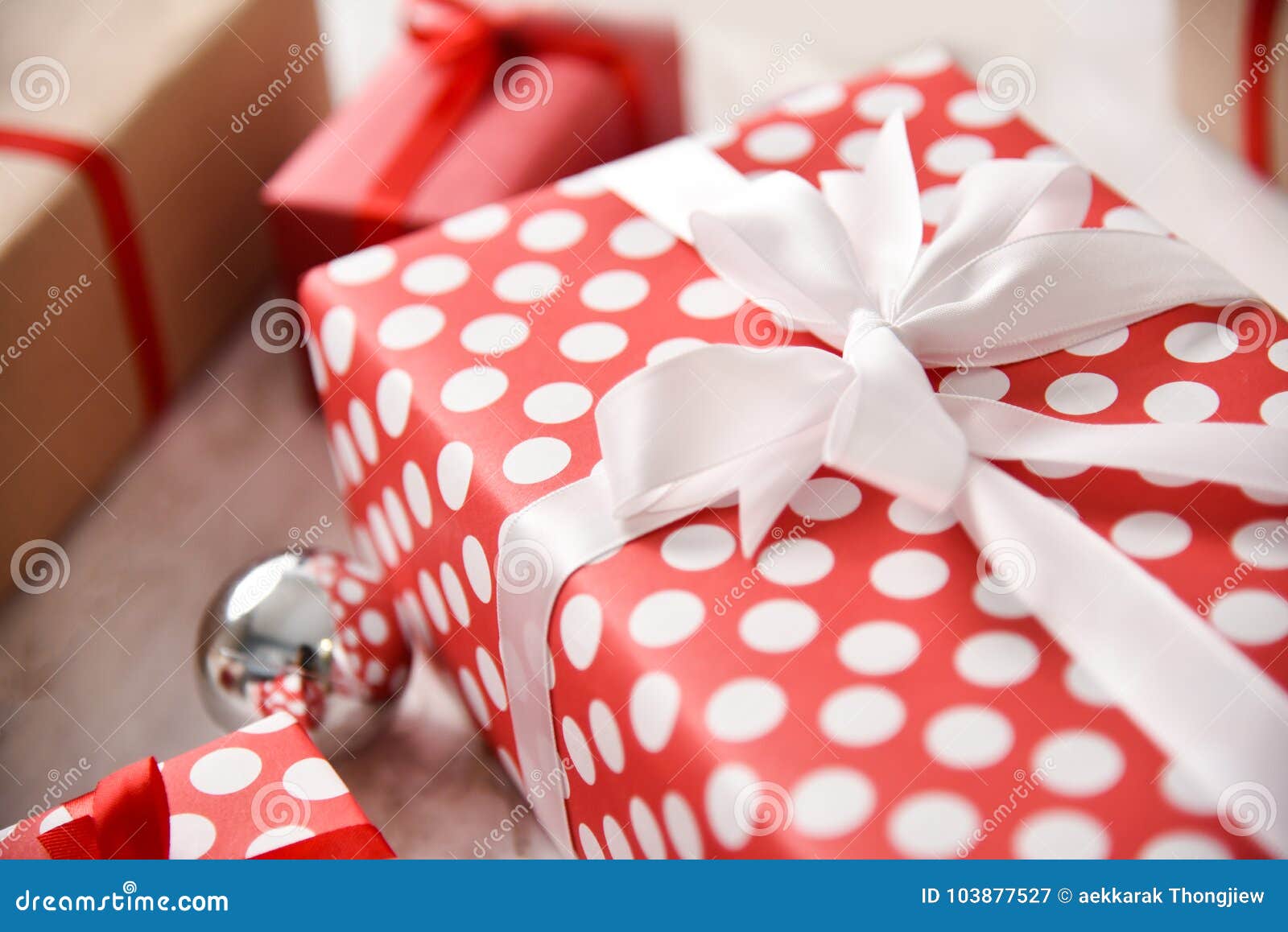 Red Present Box with White Dot. Stock Image - Image of color, beautiful ...