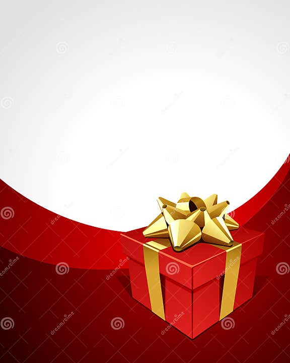 Red Present with Golden Ribbon Stock Illustration - Illustration of ...