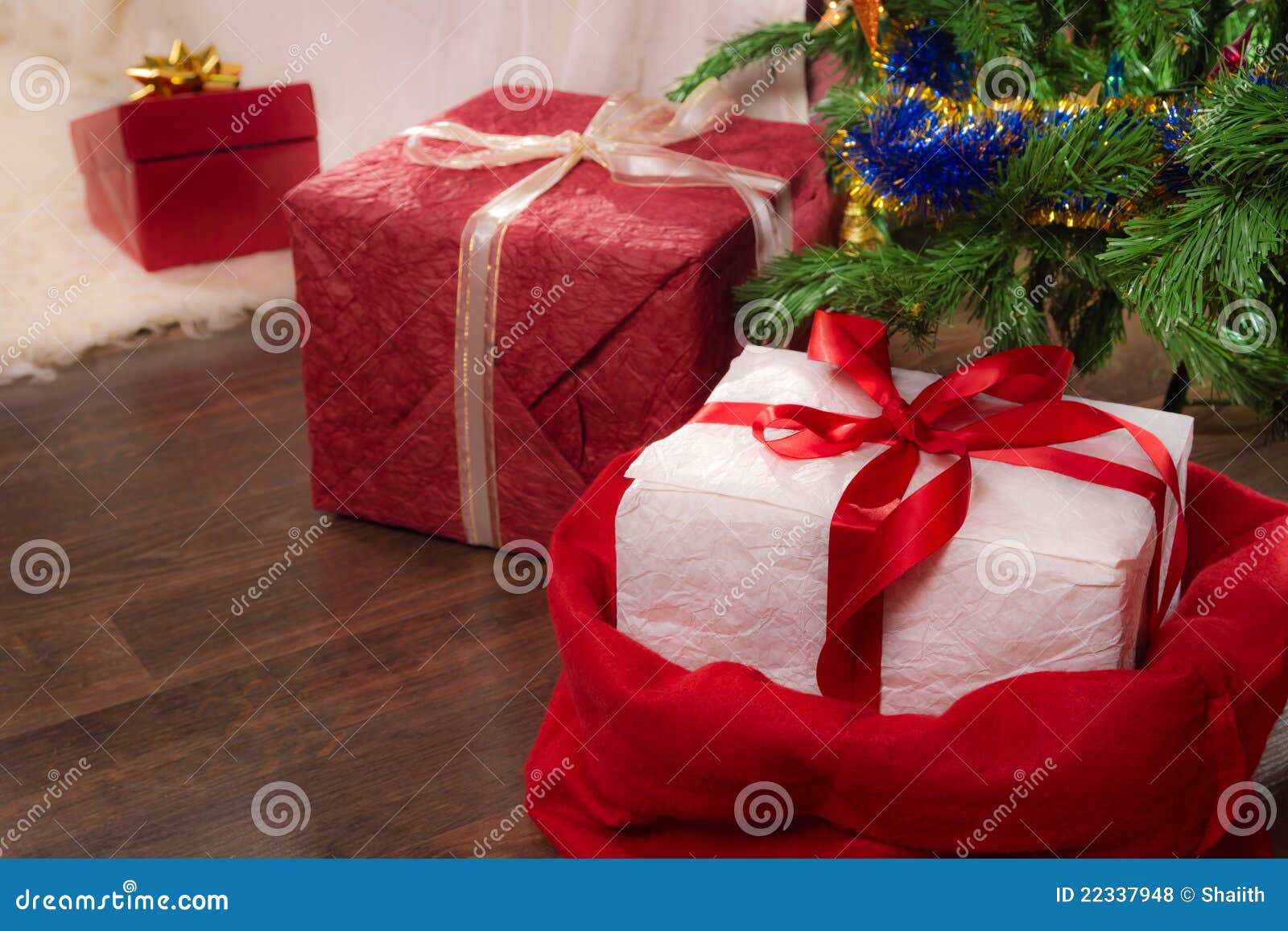 Red Present Under Christmas Tree Stock Photo - Image of celebration ...