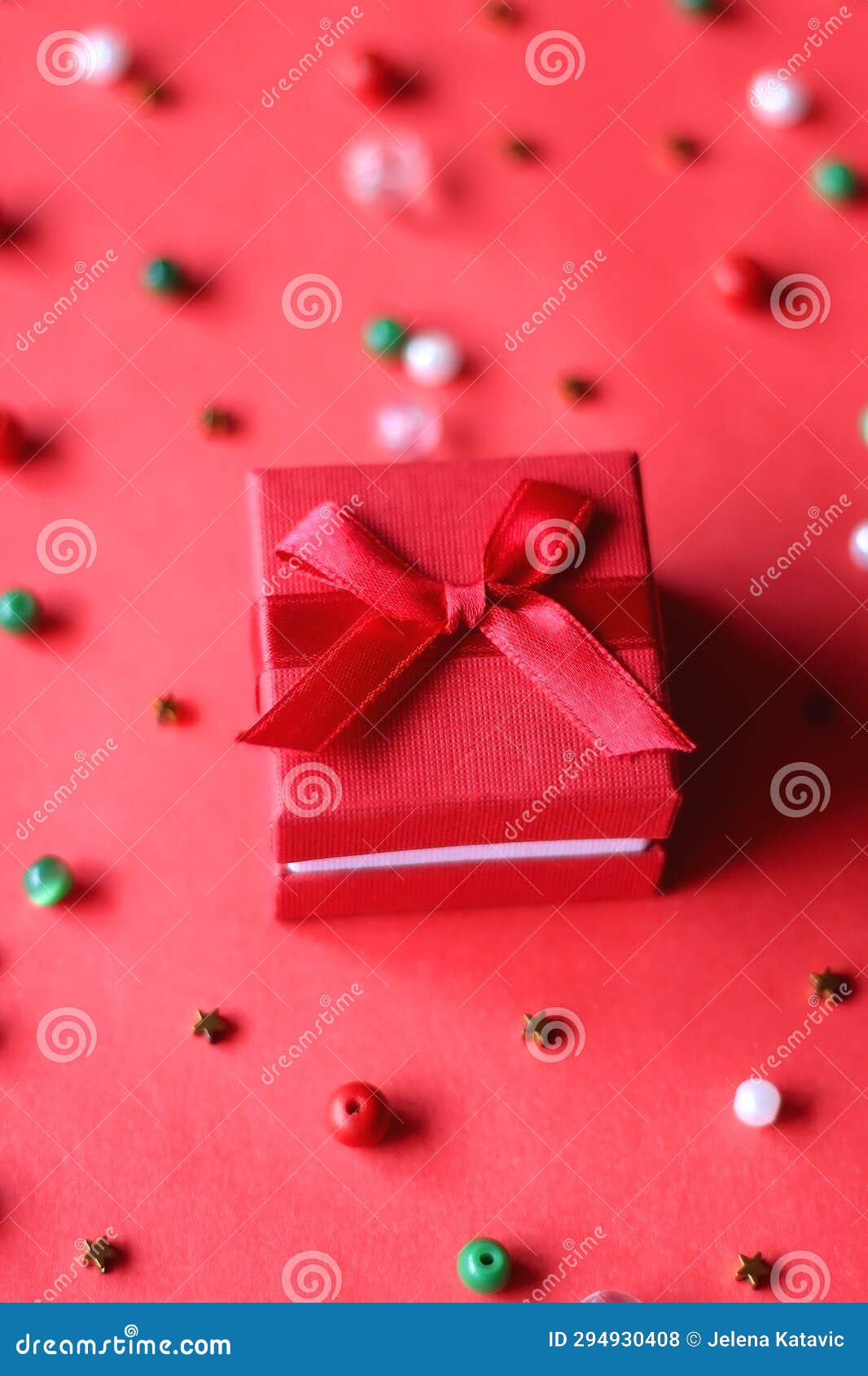 Red Gift on Red Background stock photo. Image of decorative - 294930408