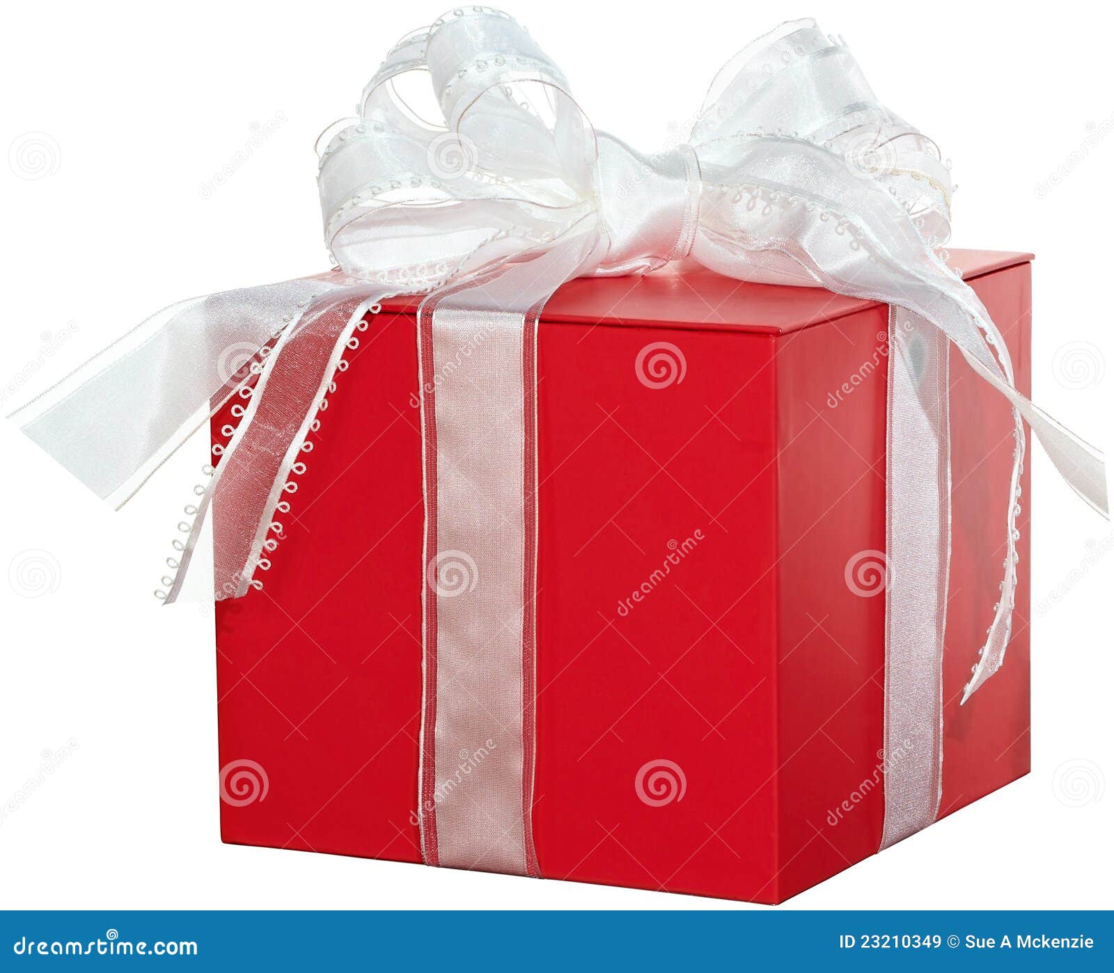 Red Present with White Ribbon ~ Isolated Gift Box Stock Image - Image ...
