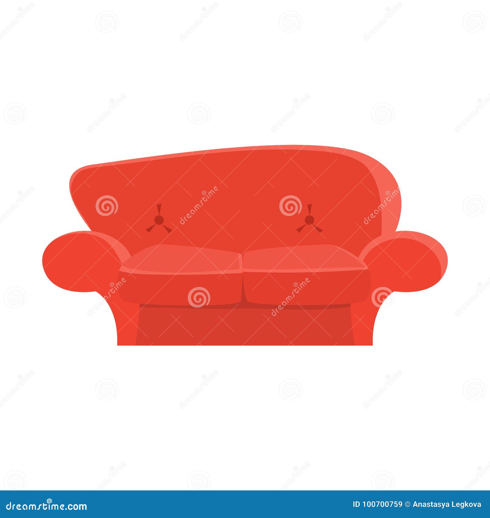 Red Pretty Couch in Cartoon Style. Flat Vector Illustration. EPS10 ...