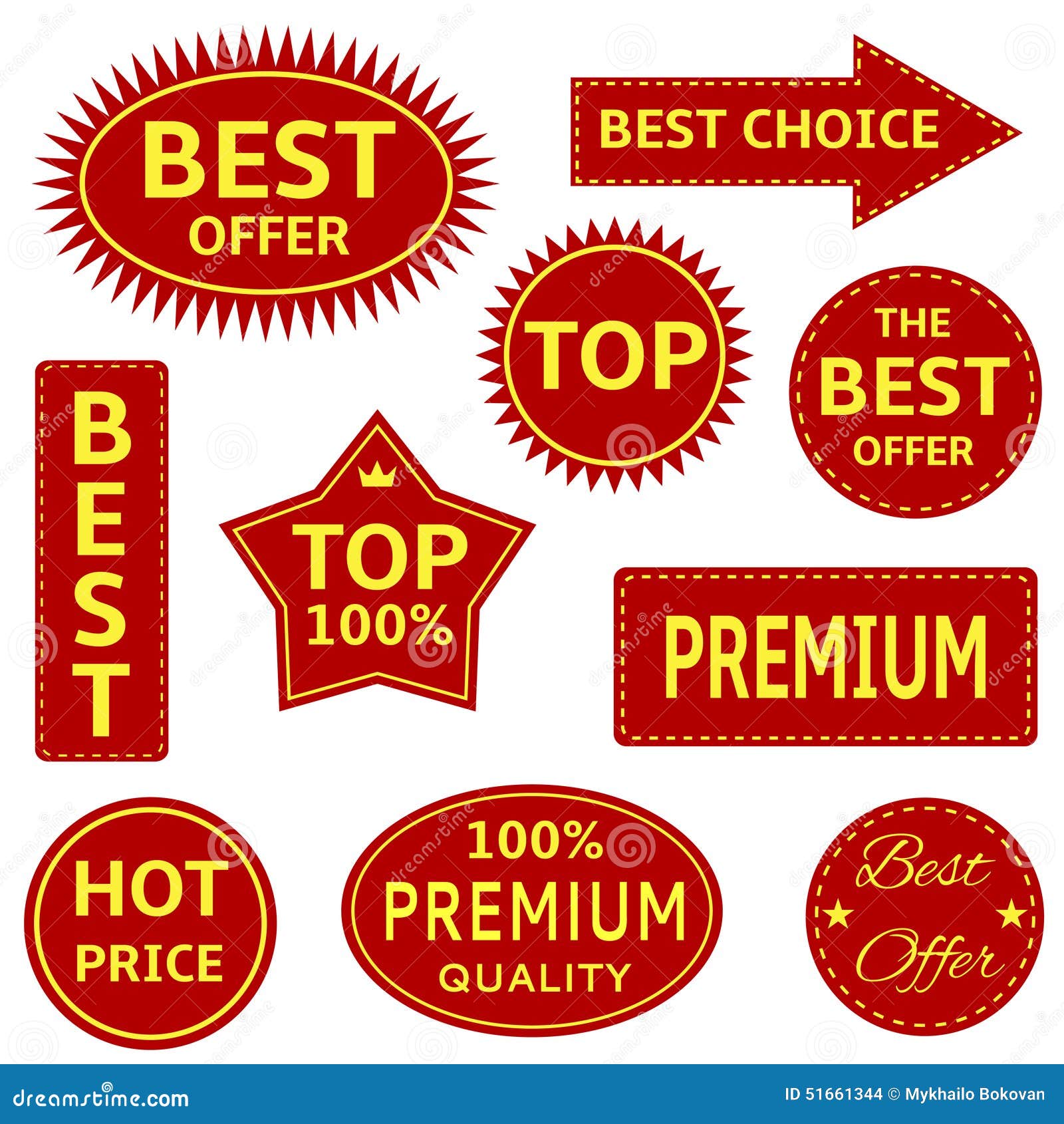 Red price labels stock vector. Illustration of icon, merchandise - 51661344