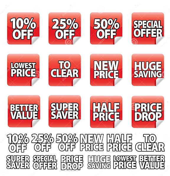 Red Price Sticker stock vector. Illustration of specials - 10937729