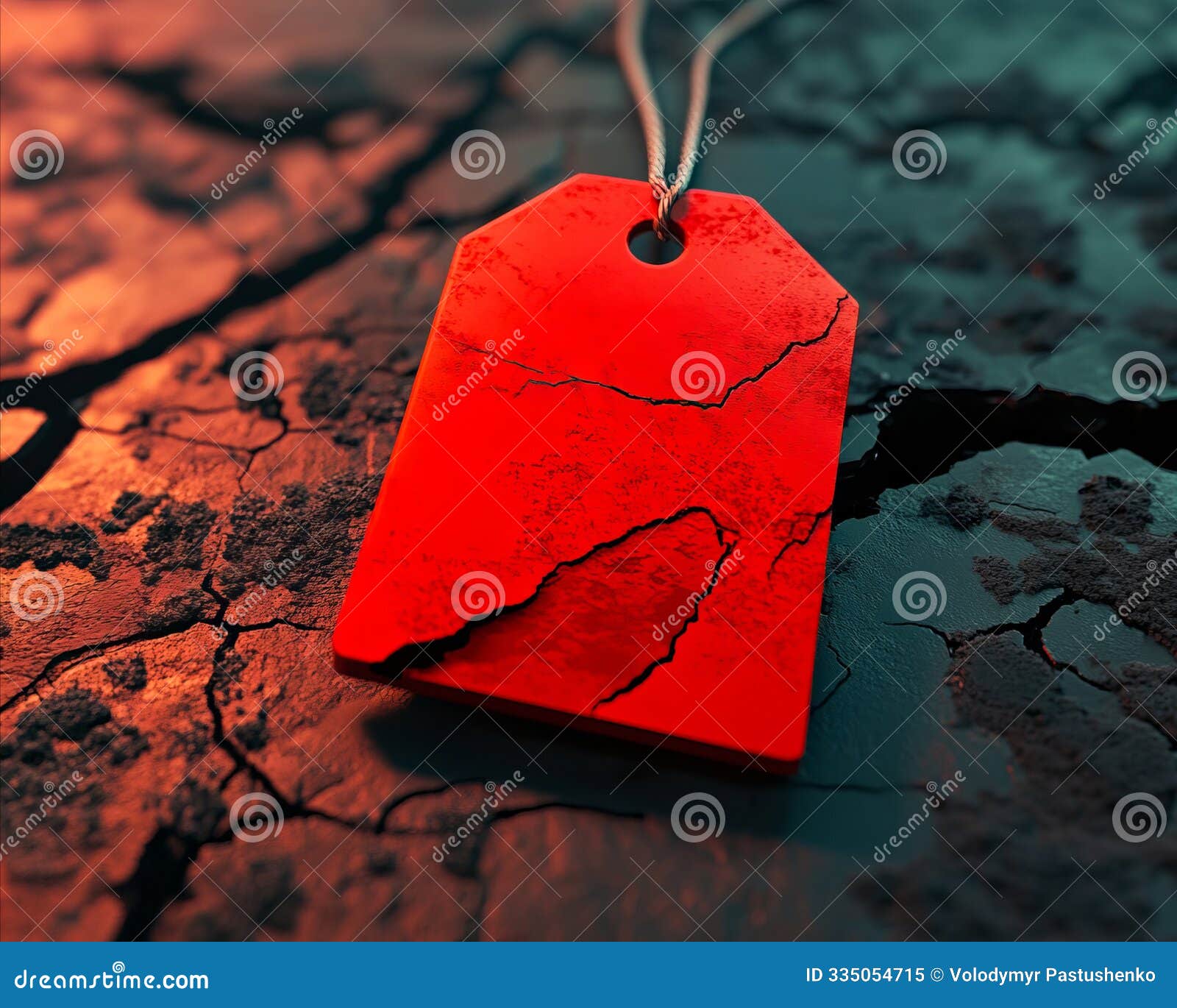 A Red Price Tag on a Cracked Surface Stock Image - Image of attach ...