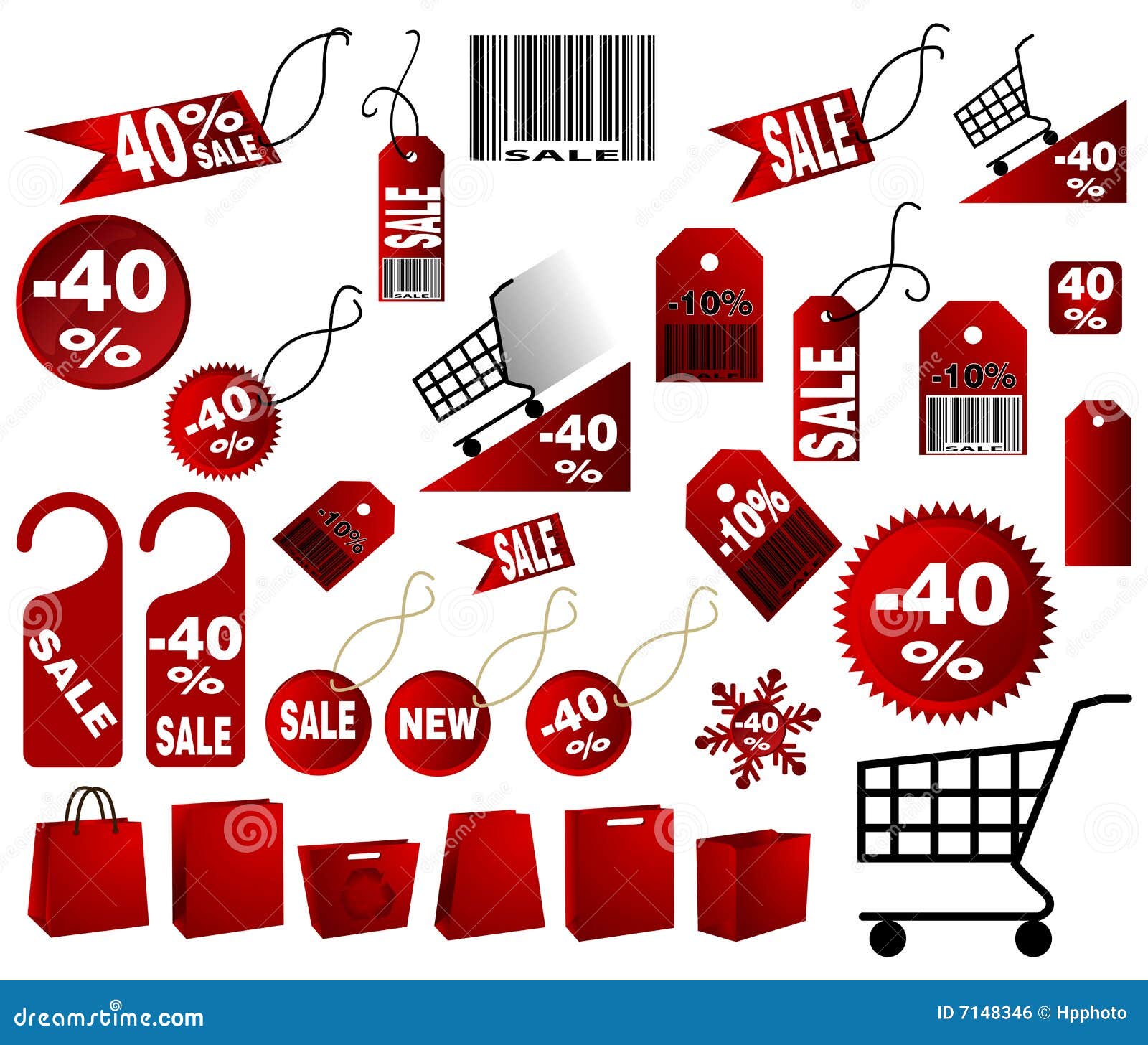 Red price tags stock vector. Illustration of percent, merchandise - 7148346