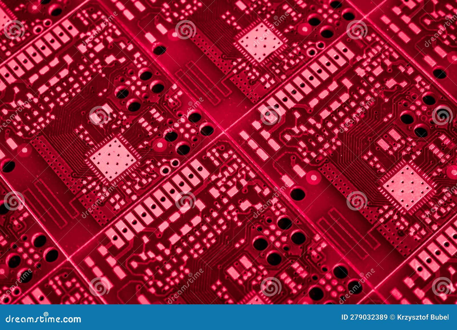 Red Printed Circuit Board with Gold Plating Stock Image - Image of ...