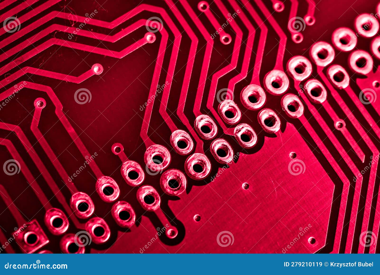 Red Printed Circuit Board with Gold Plating Stock Image - Image of ...