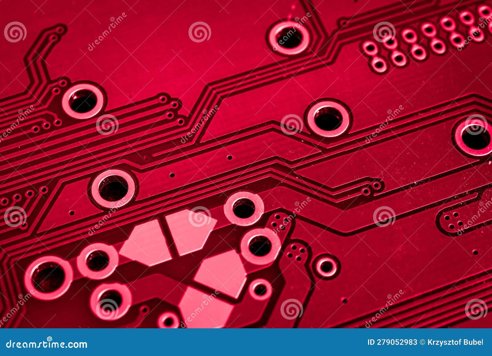 Red Printed Circuit Board with Gold Plating Stock Image - Image of ...