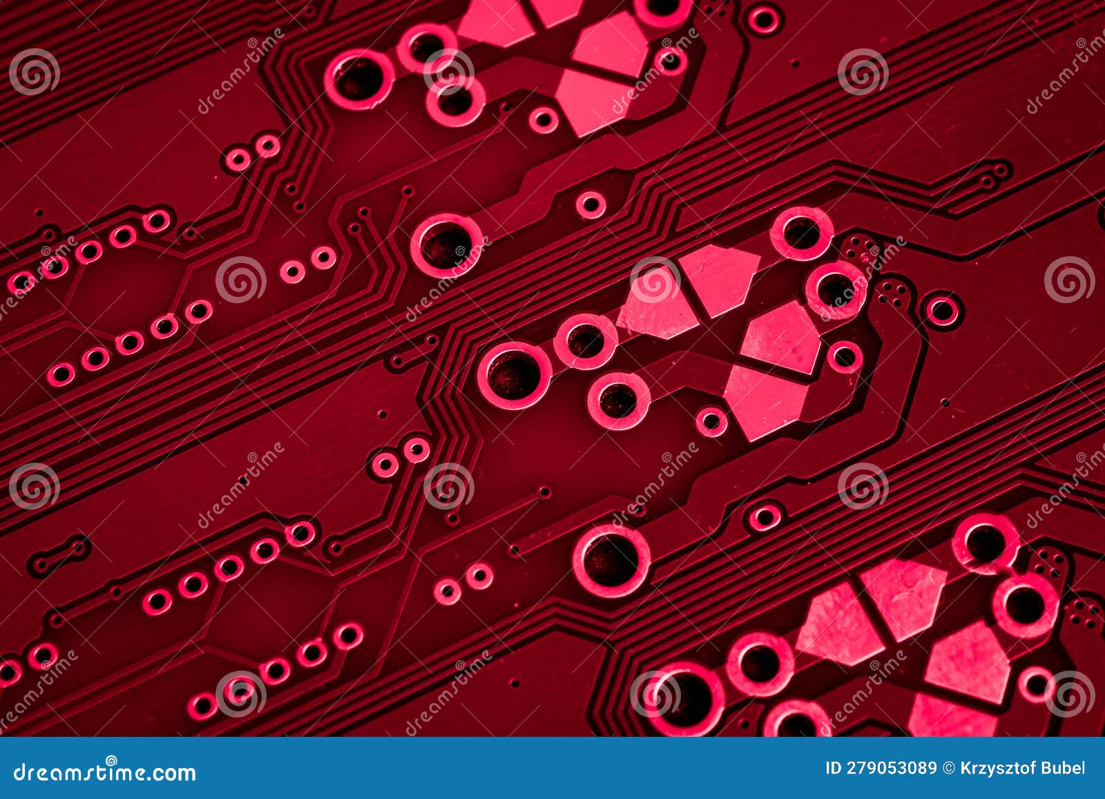 Red Printed Circuit Board with Gold Plating Stock Image - Image of ...