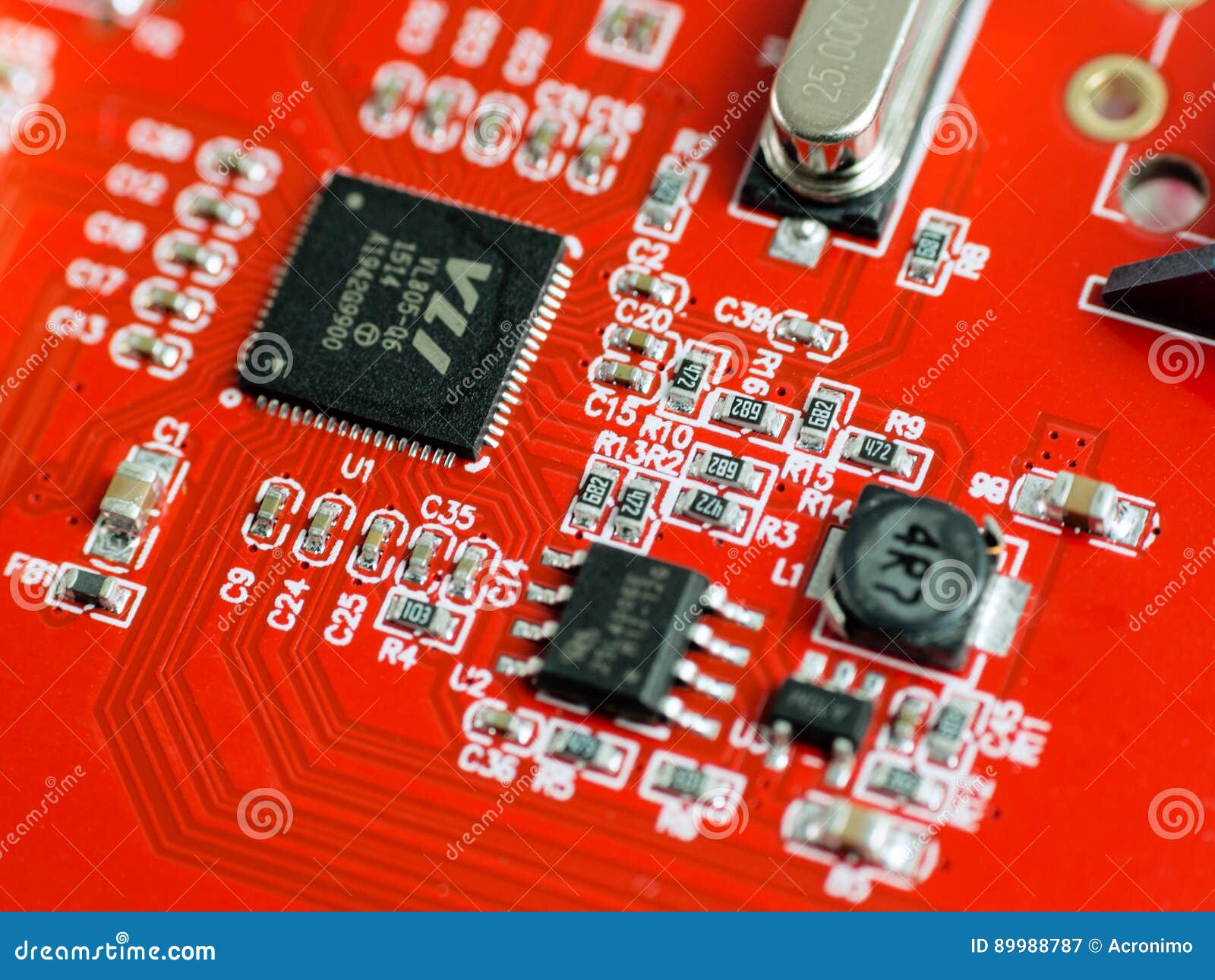Red printed circuit board stock image. Image of electrical - 89988787