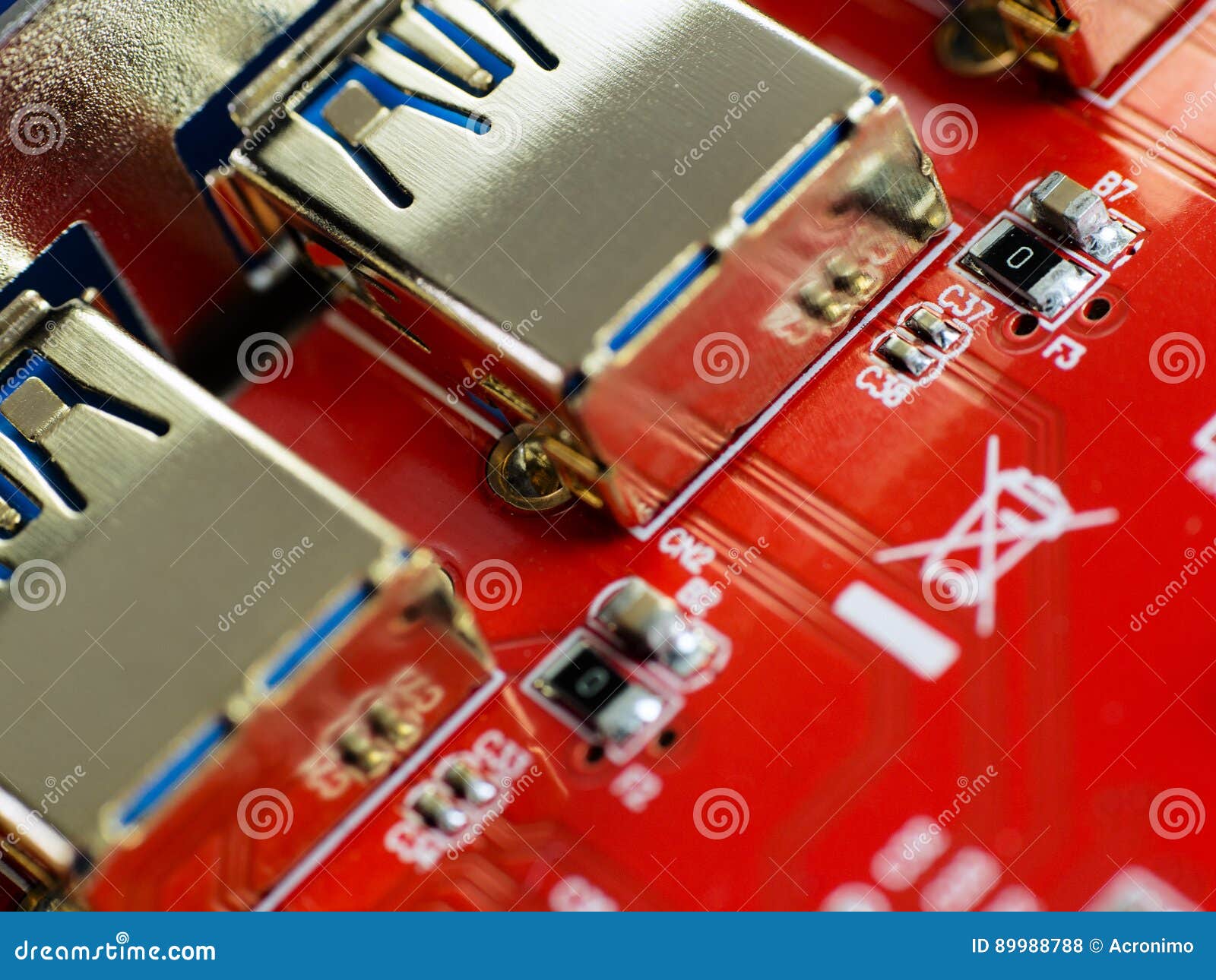 Red printed circuit board stock photo. Image of microchip - 89988788