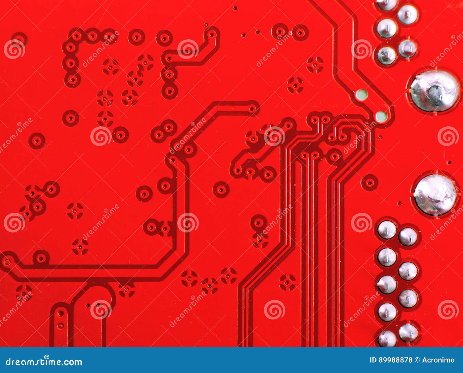 Red printed circuit board stock photo. Image of chip - 89988878
