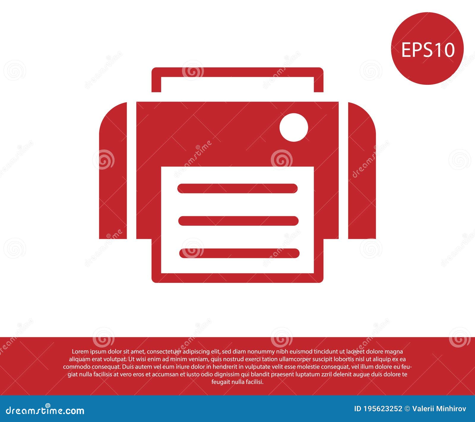 Red Printer Icon Isolated on White Background. Vector Stock Vector ...