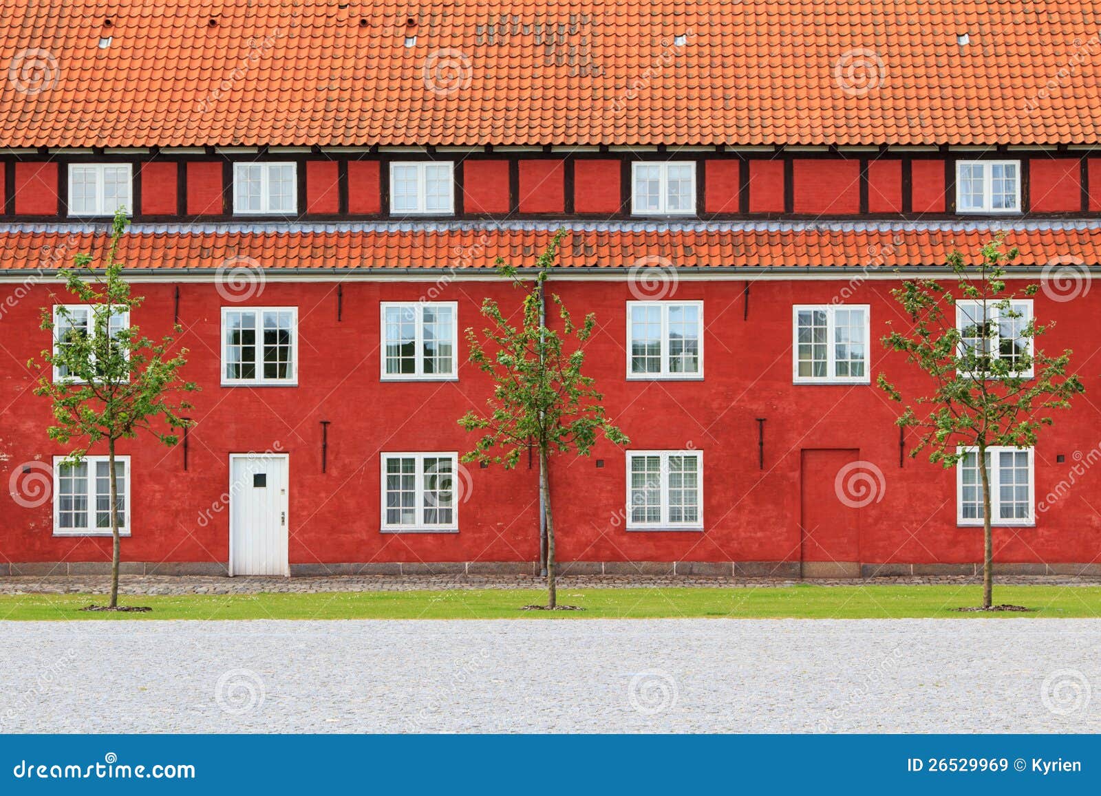 Red prison stock image. Image of tile, brick, tree, barracks - 26529969