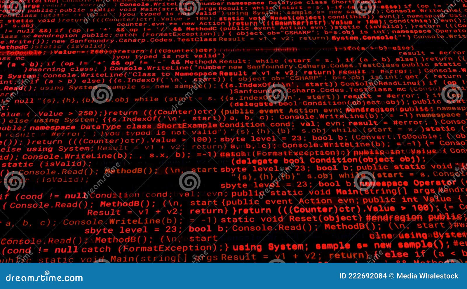 Red Program Text Of Hacked System Animation Hacker Broke Into Database Inside Software