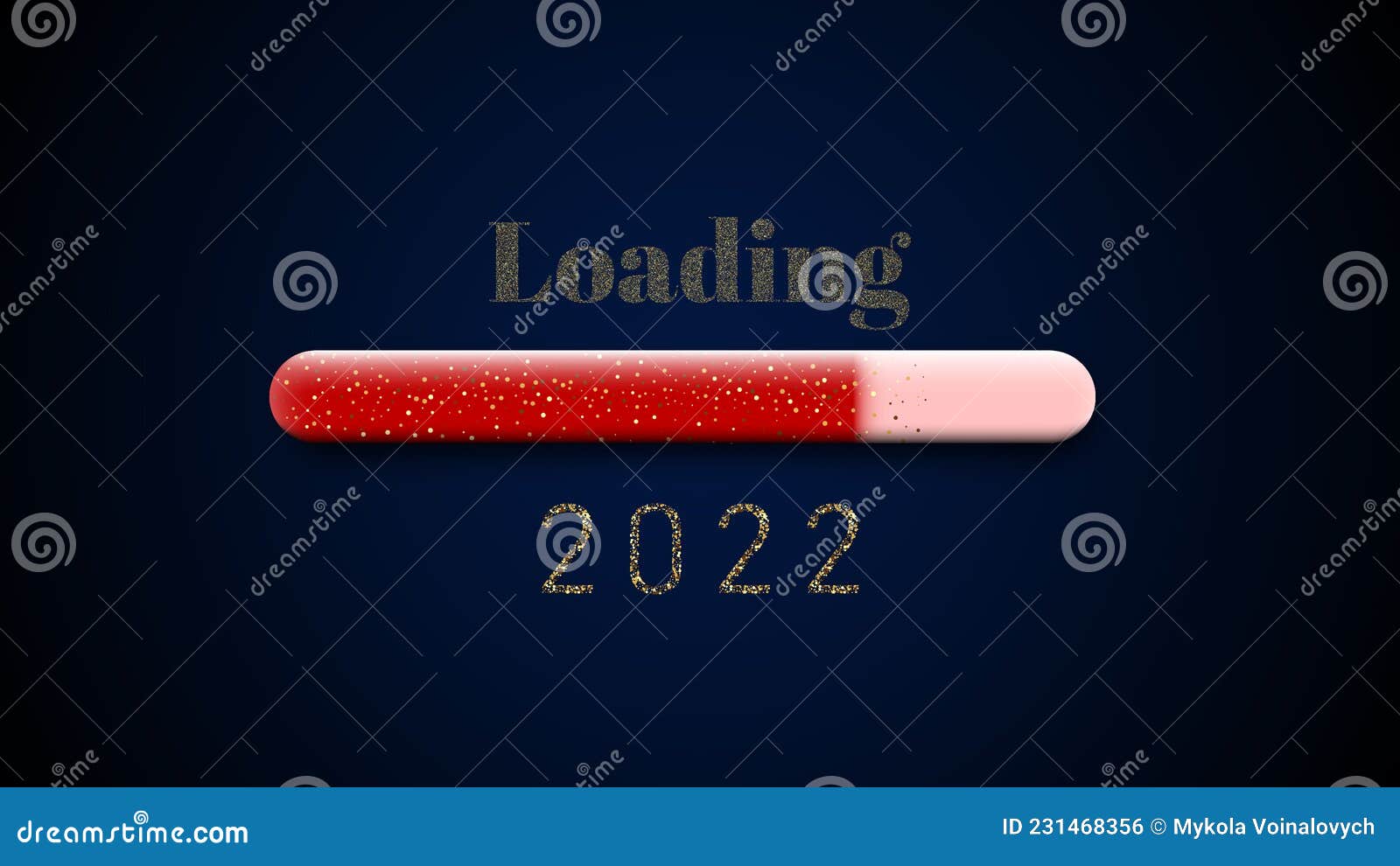 Red Progress Bar With Loading 2022 Sign. Black Blue Background. Vector ...