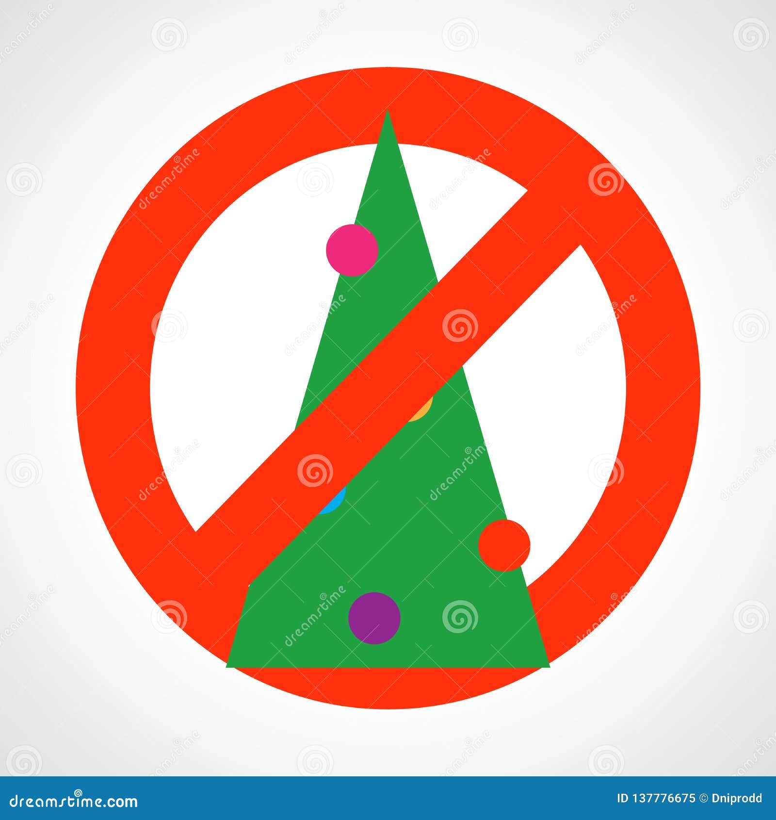Red Prohibition Sign with Christmas Tree Stock Vector - Illustration of ...