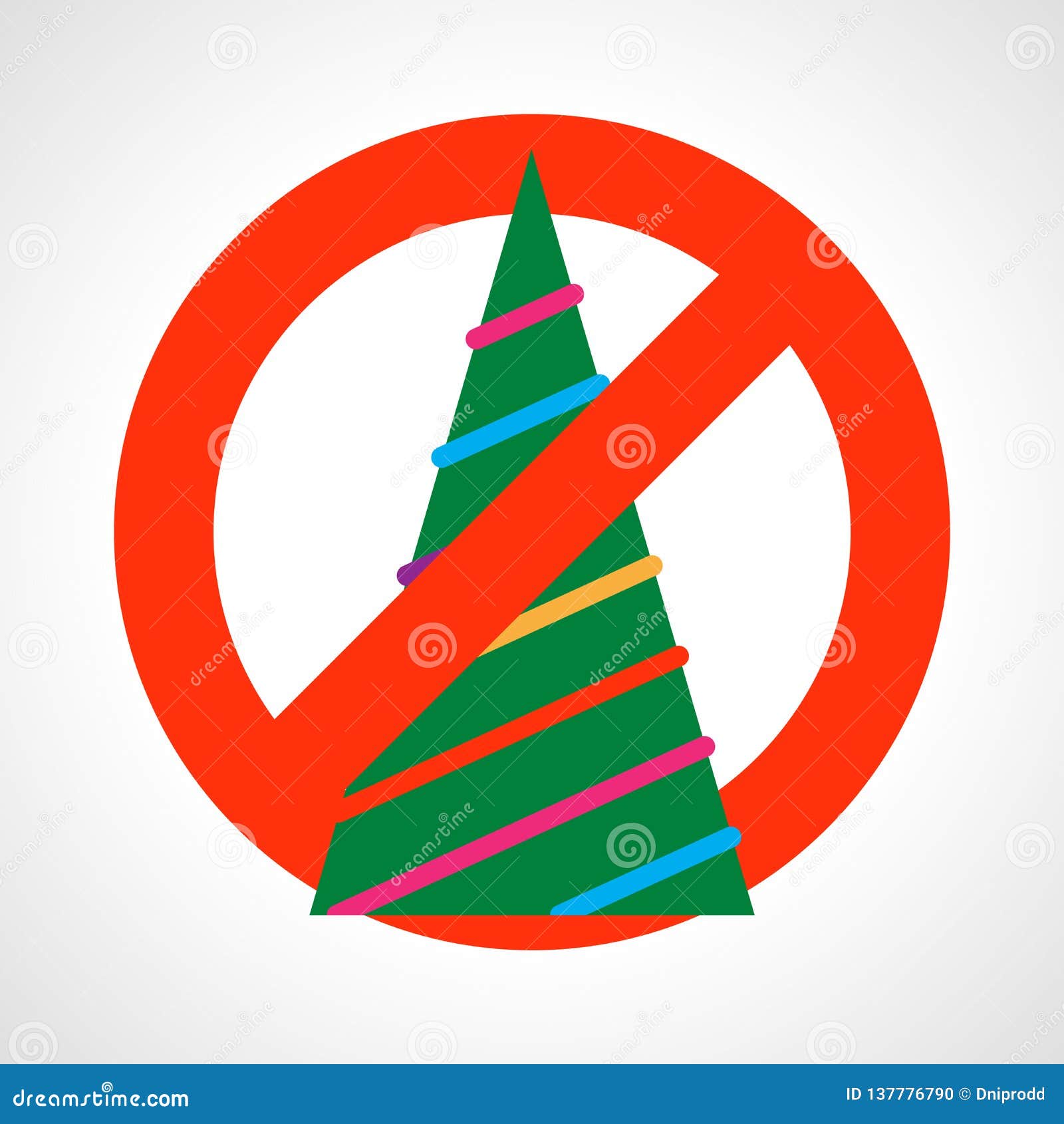 Red Prohibition Sign with Christmas Tree Stock Vector - Illustration of ...