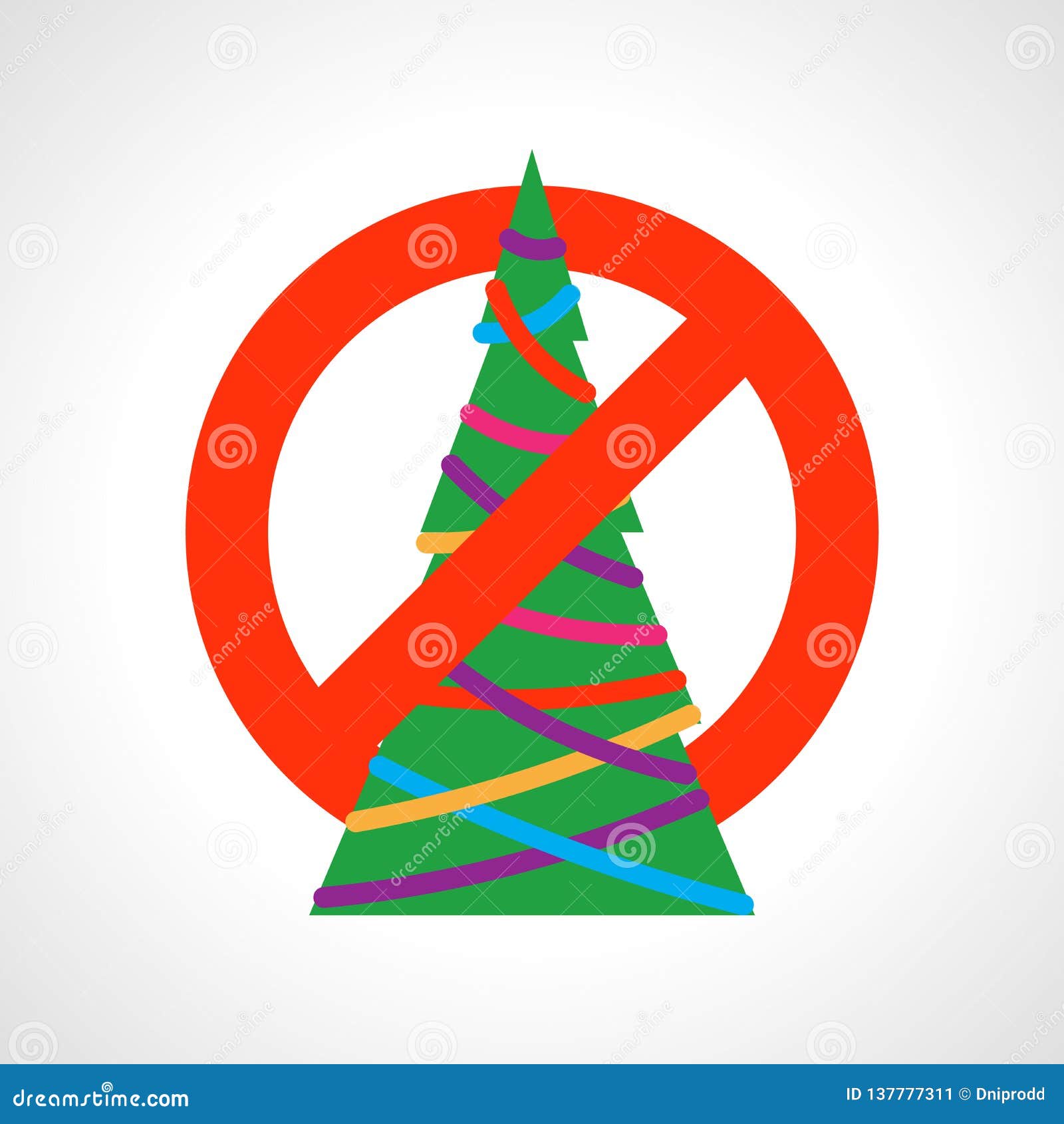 Red Prohibition Sign with Christmas Tree Stock Vector - Illustration of ...