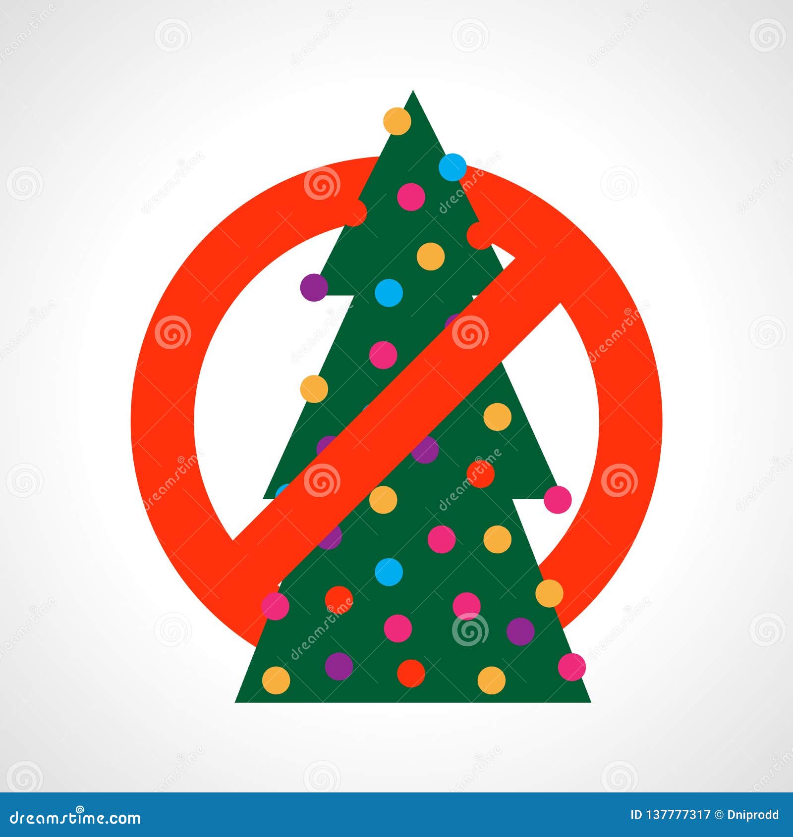 Red Prohibition Sign with Christmas Tree Stock Vector - Illustration of ...