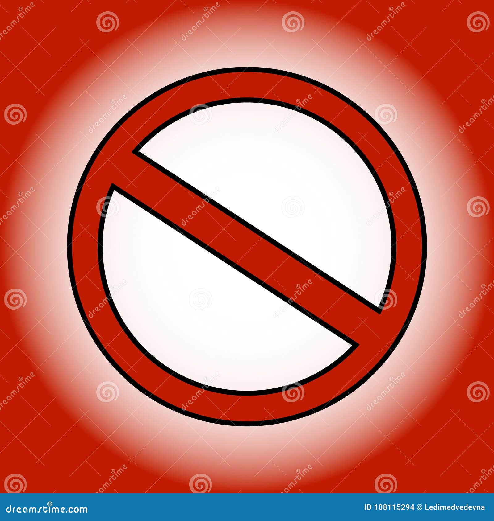 Red Prohibition Sign on Gradient Background. Vector Illustration Stock ...