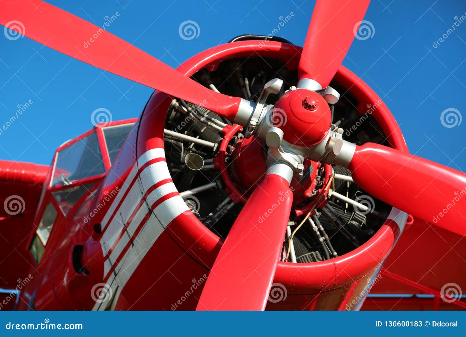 Red Propeller-driven Aircraft Editorial Stock Photo - Image of flight ...