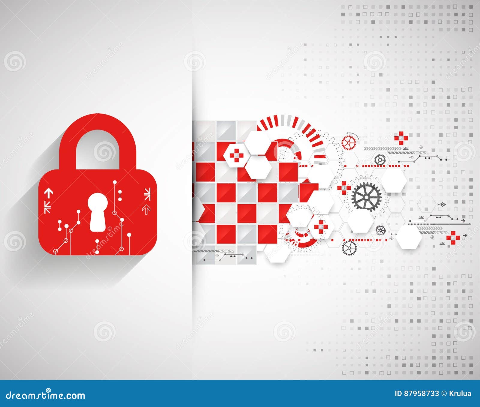 Red Protection Background. Technology Security, Encode and Decrypt ...