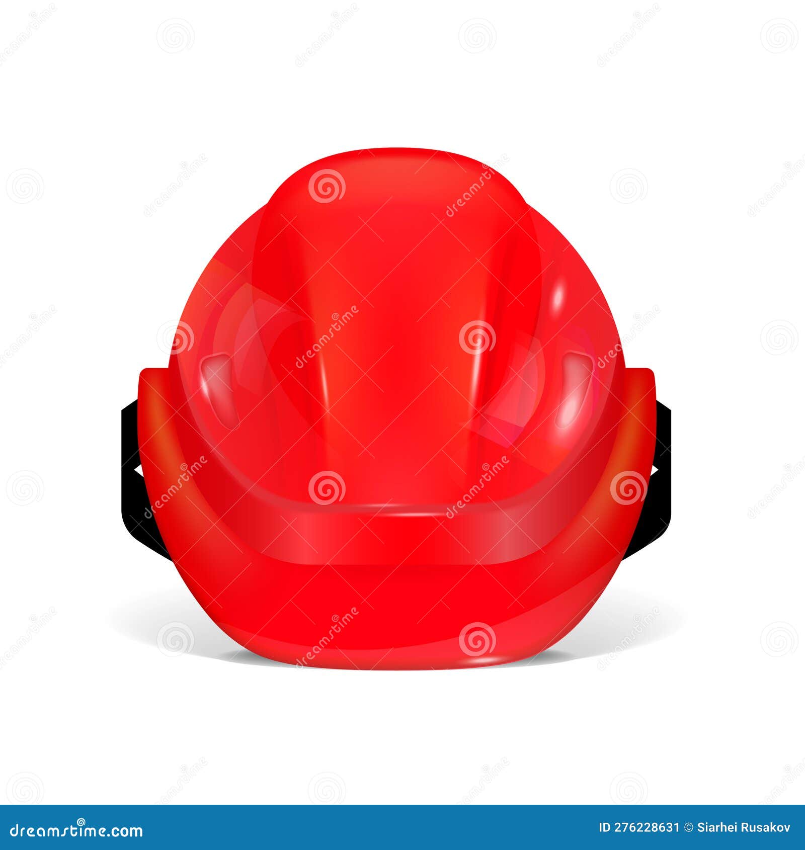 Red Protective Helmet. Polygonal Construction Helmet in 3D. Front View ...