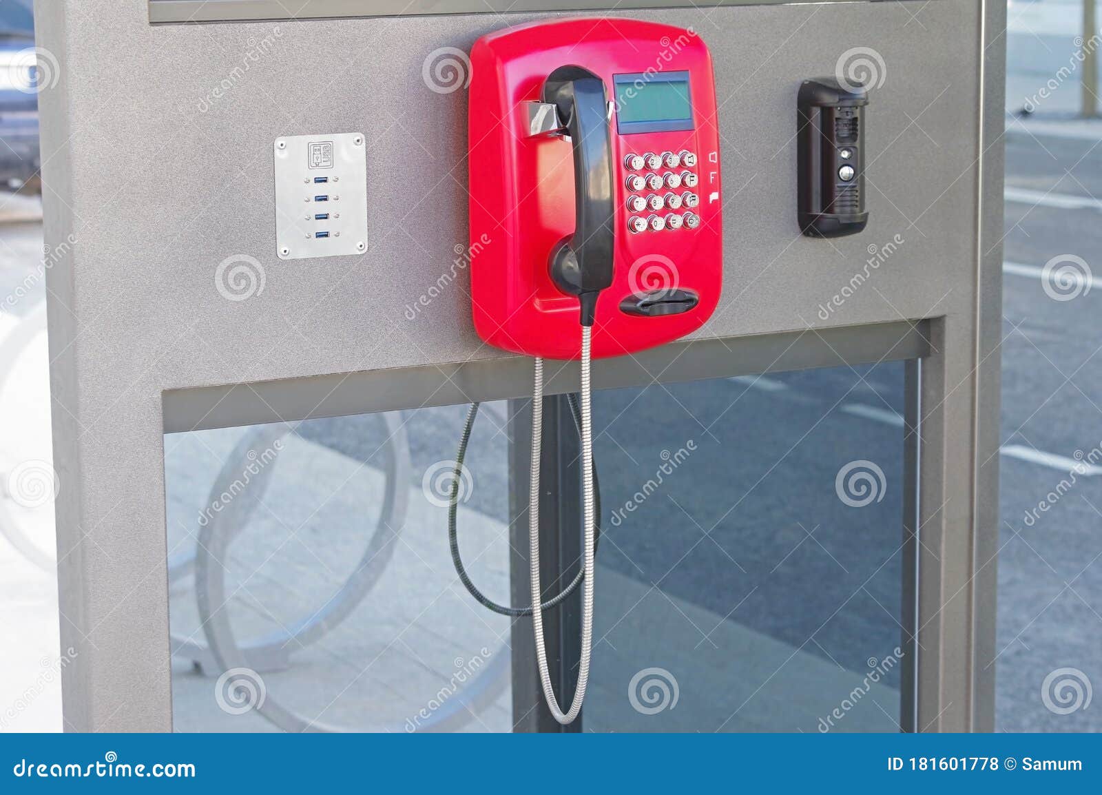 Red public telephone stock photo. Image of dialing, modern - 181601778