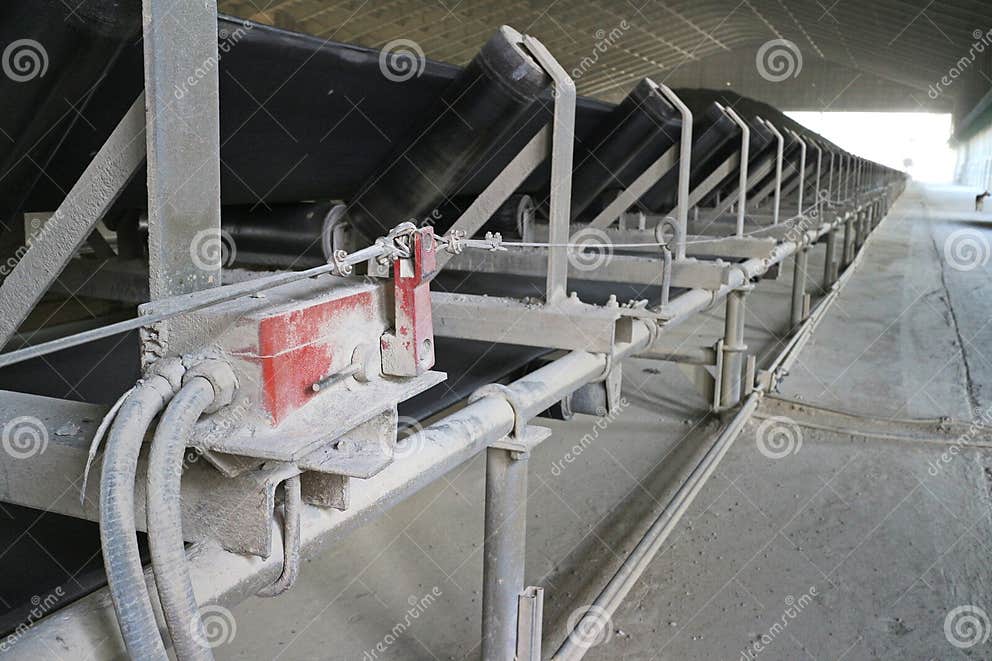 Red Pull Cord Safety Switch for Conveyor Belt Stock Photo - Image of ...