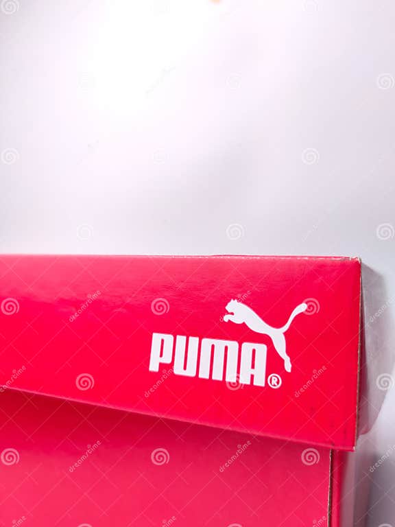 Red Puma Shoe Box on a White Background Editorial Stock Photo - Image ...