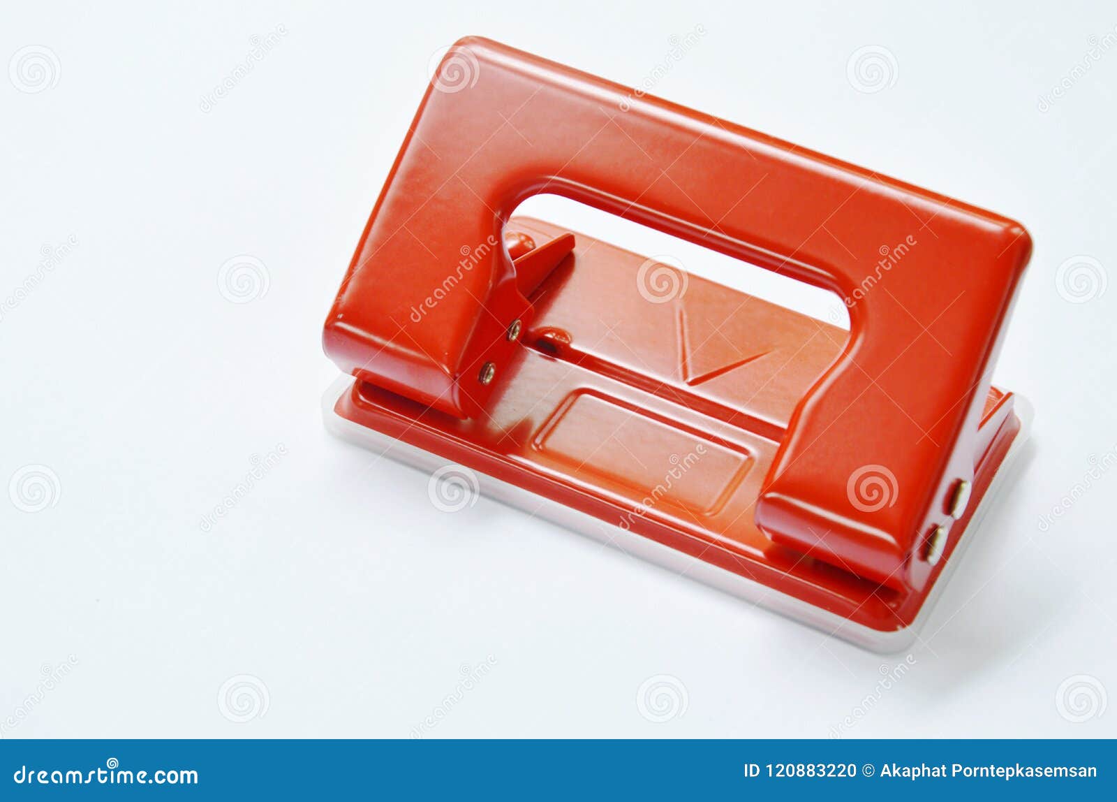 Red Punch Pushing Paper on White Background Stock Photo - Image of ...