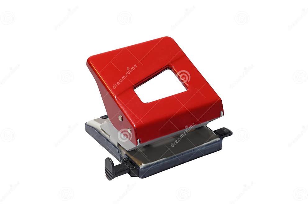 Red Puncher White Isolated Background Stock Image - Image of staplers ...