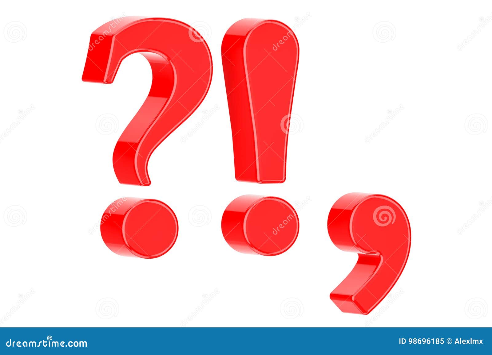 Red Punctuation Marks, 3D Rendering Stock Illustration - Illustration ...