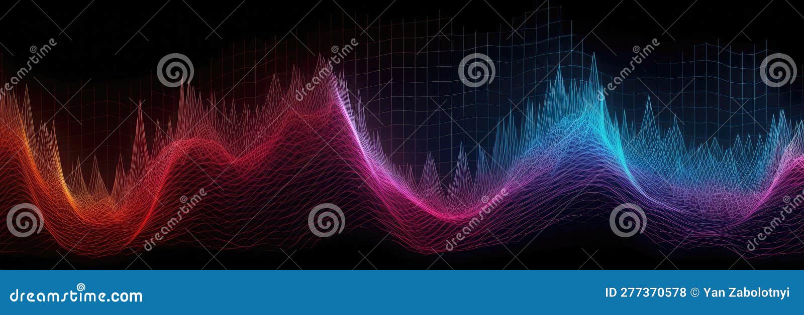 Red Purple Blue a Digital Representation of Sound Waves in an Array of ...