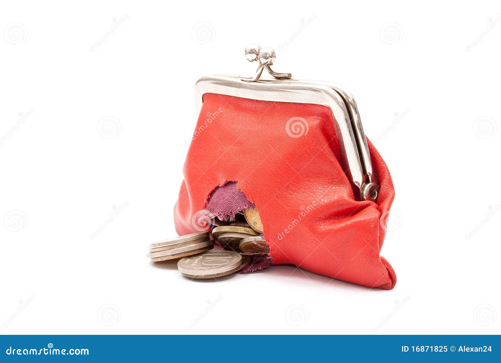 Red purse with hole stock image. Image of coin, skin - 16871825