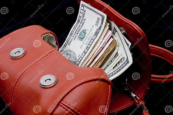 Red purse with money stock photo. Image of deal, color - 442194