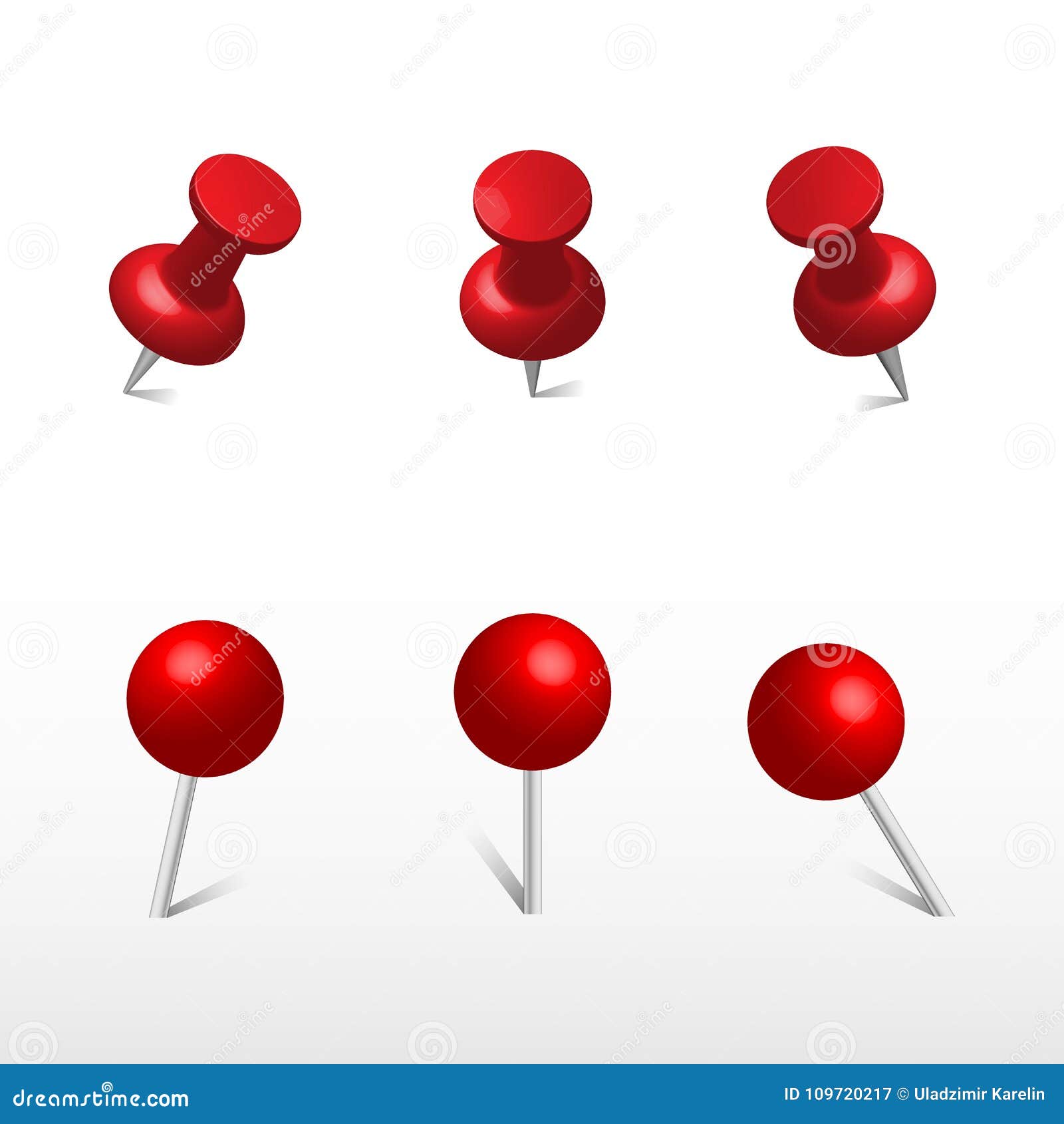 Red Push Office Pin and Round Push Pins. 3d Push Pin Stock Vector ... Red Push Office Pin and Round Push Pins. 3d Push Pin Stock Vector ...