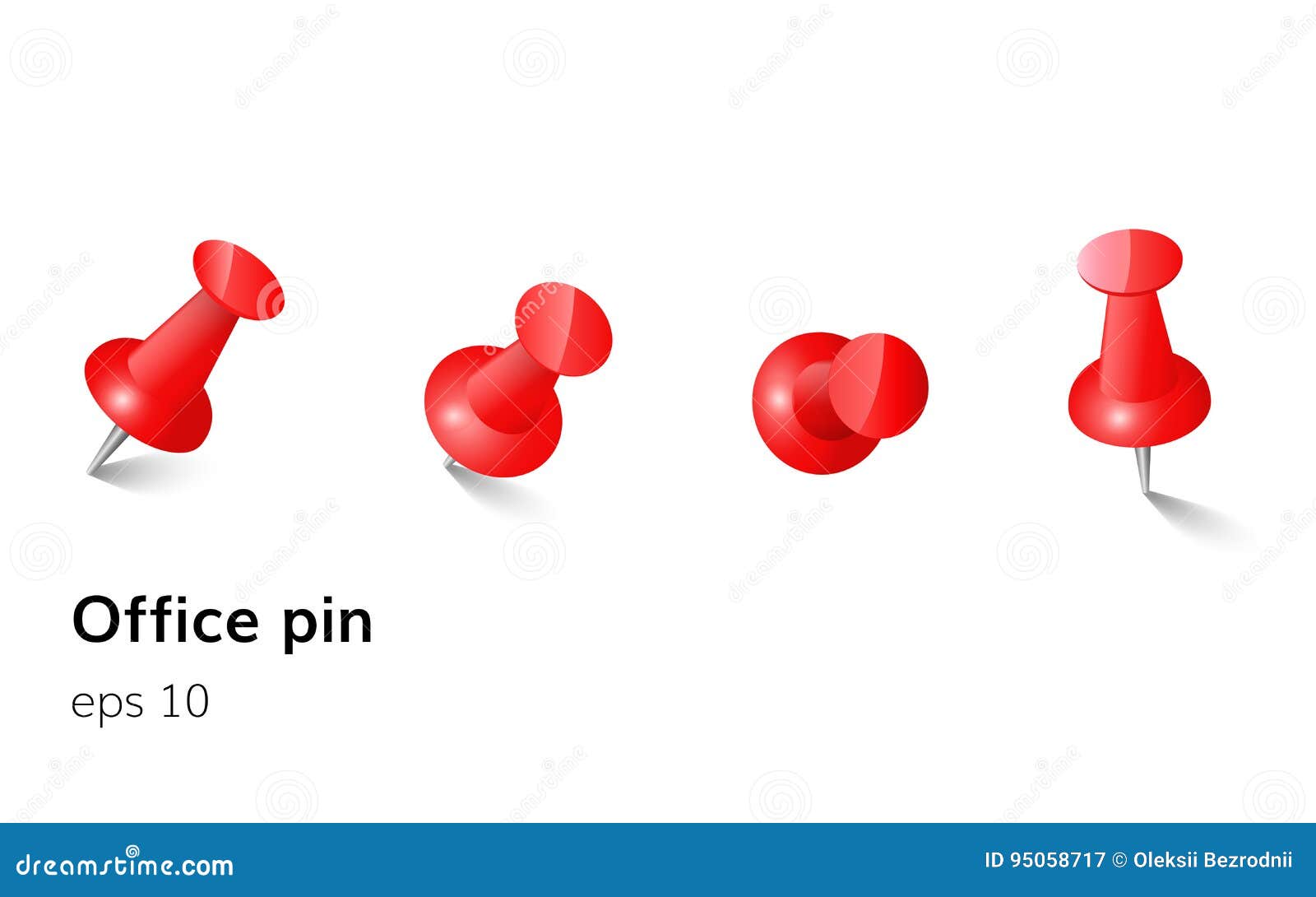 Red Push Office Map Pin Markers Icon Set Isolated On White Background ...