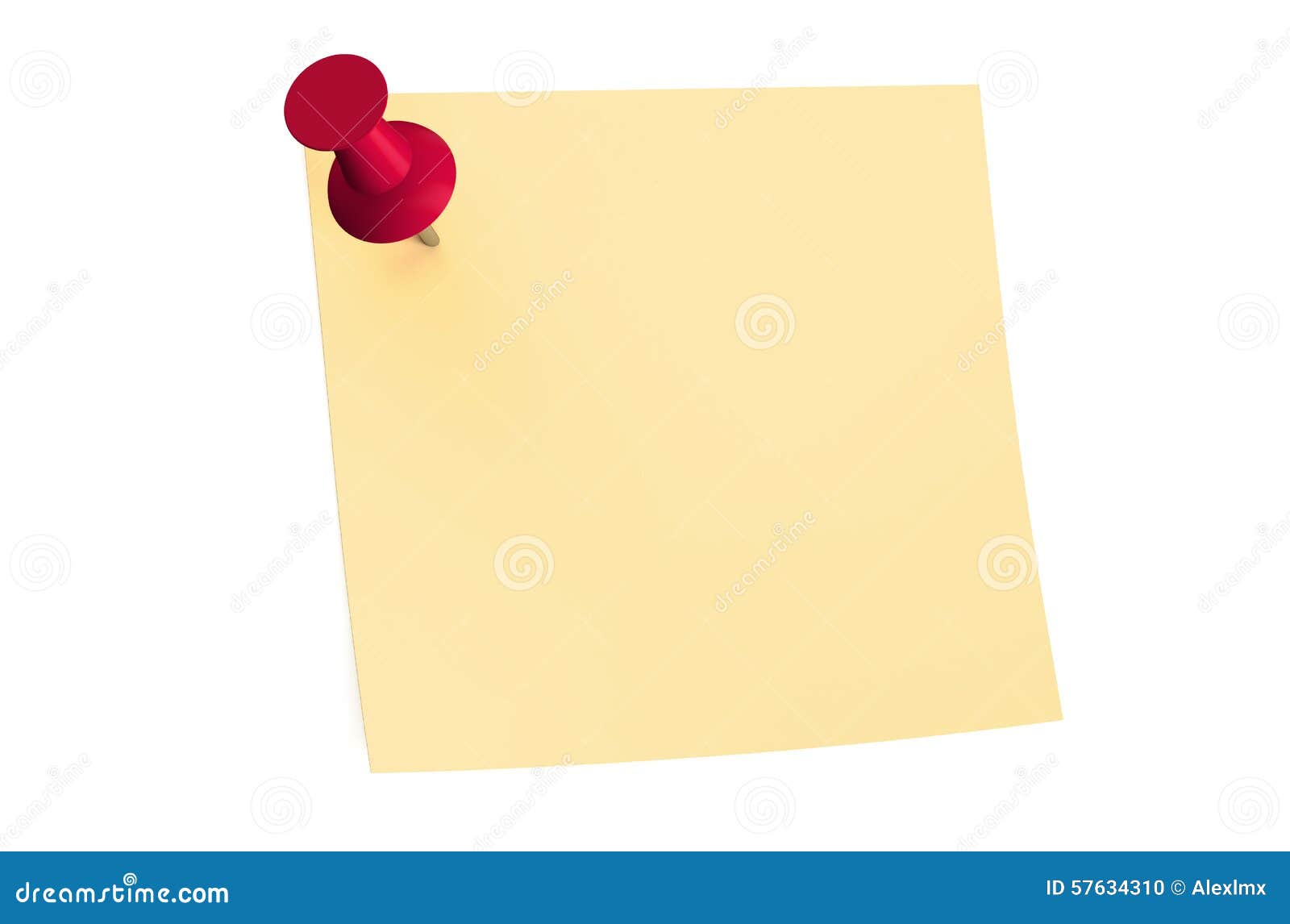 Red Push Pin with Blank Sticky Note Stock Illustration - Illustration ...