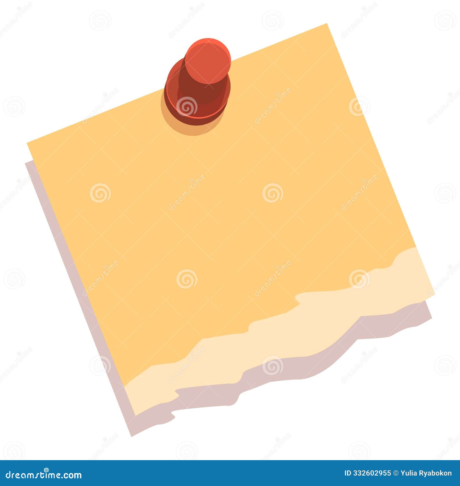Red Push Pin Holding Blank Yellow Note Paper on White Background Stock ...