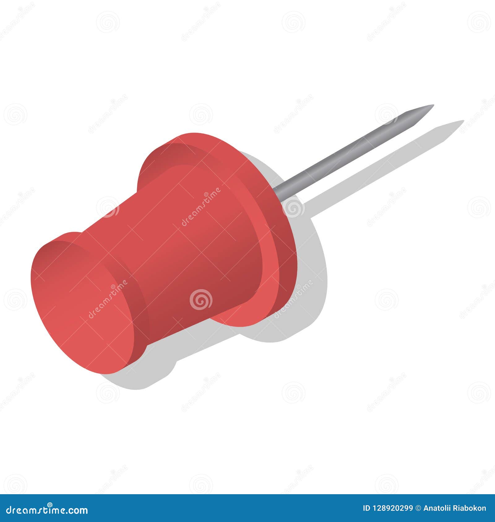 Red Push Pin Icon Set, Isometric Style Stock Vector - Illustration of ...