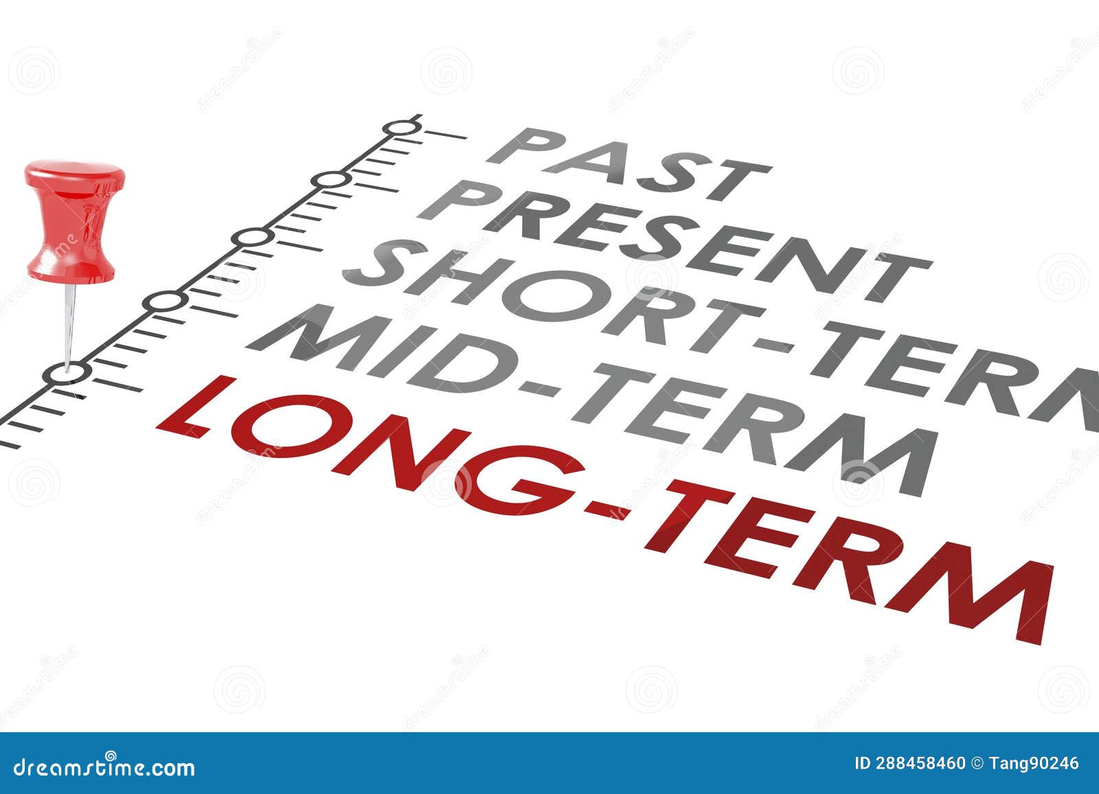 Red Push Pin on the Long Term Word Stock Illustration - Illustration of ...